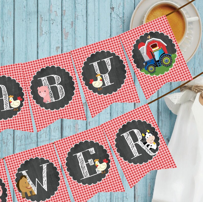 Farm Animals Baby Shower Banner Barnyard Baby Shower Bunting - Etsy