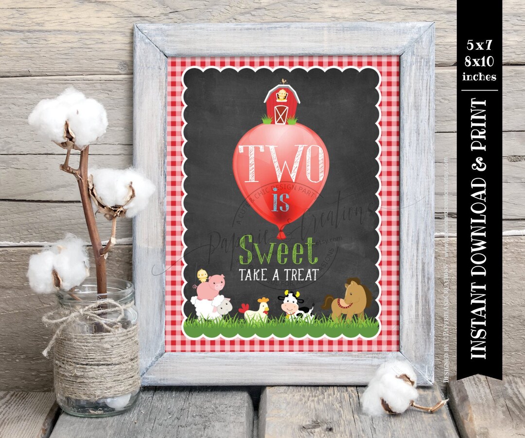 Two is Sweet Please Take a Treat Sign, Farm Birthday Sign, Party Signs ...