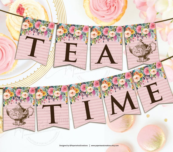 Tea Party Banner Bridal Tea Party Girls Gathering Party | Etsy