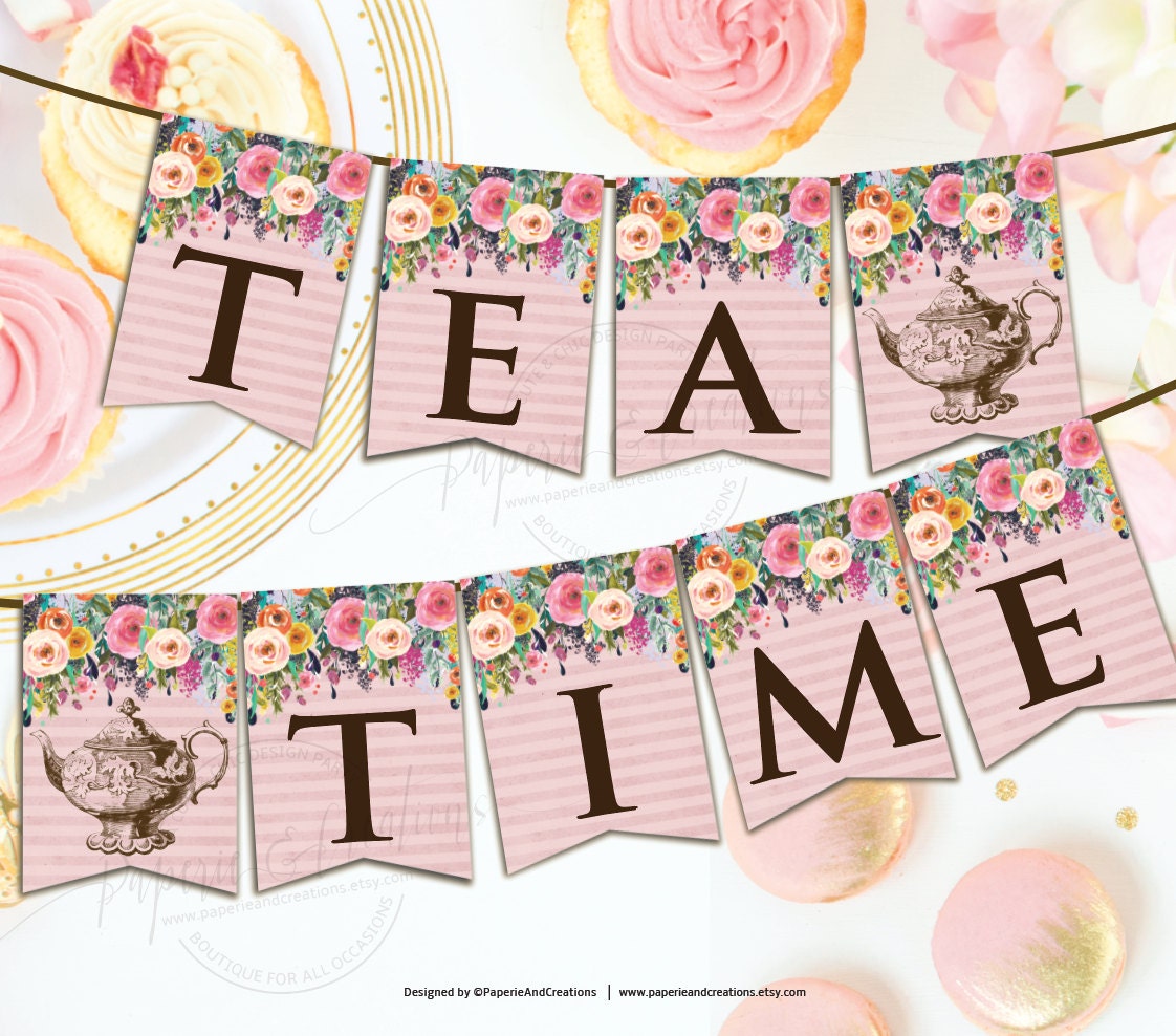 Tea Party Banner Bridal Tea Party Girls Gathering Party | Etsy