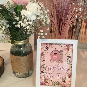 Little Farm Sign, Pink Flowers, Pink Barn, Farm Animals Birthday ...