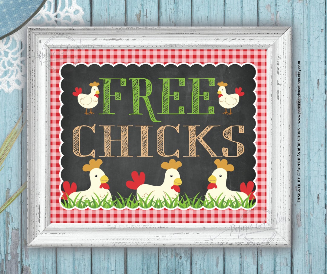 Chicks Sign Farm Animals Birthday Farm Chickens Party Signs Centerpiece ...