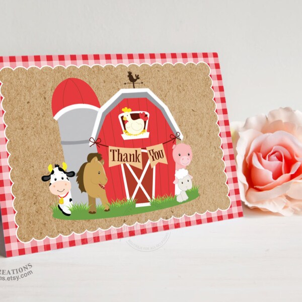 Printable Farm Themed Thank You Note Cards - Etsy