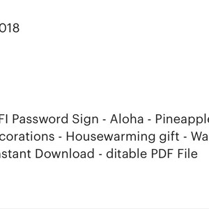 WIFI Password Sign, Aloha Pineapple, Hawaiian Sign, Home Decorations ...