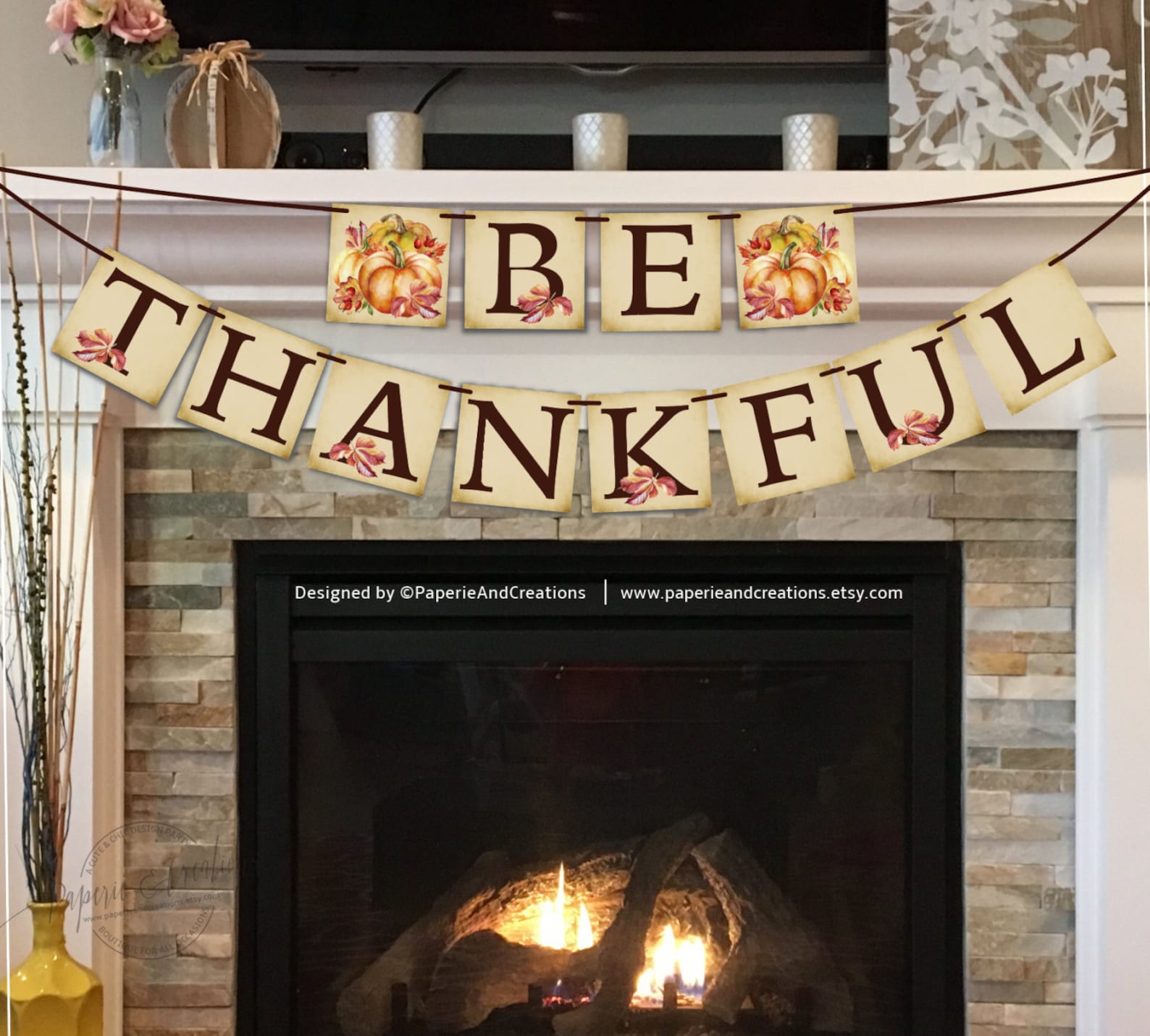 Be Thankful Banner Thanksgiving Banner Fall Bunting | Etsy