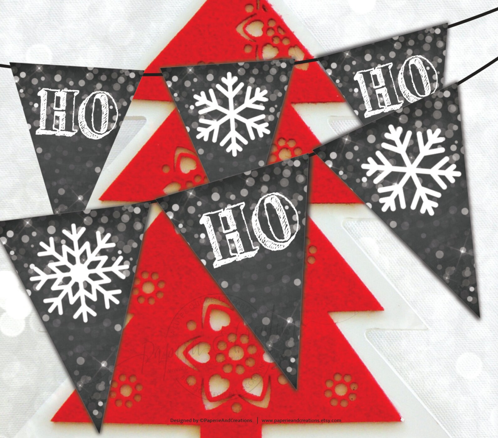 Christmas Banner Decorations Snowflakes Printable - Etsy