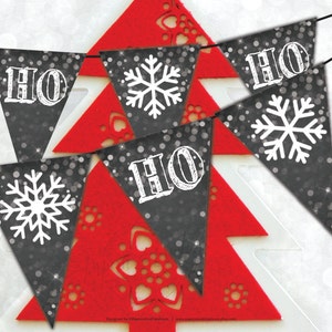 Christmas Banner Decorations Snowflakes Printable | Etsy