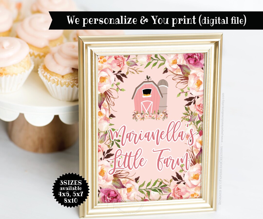 Little Farm Sign, Pink Flowers, Pink Barn, Farm Animals Birthday ...