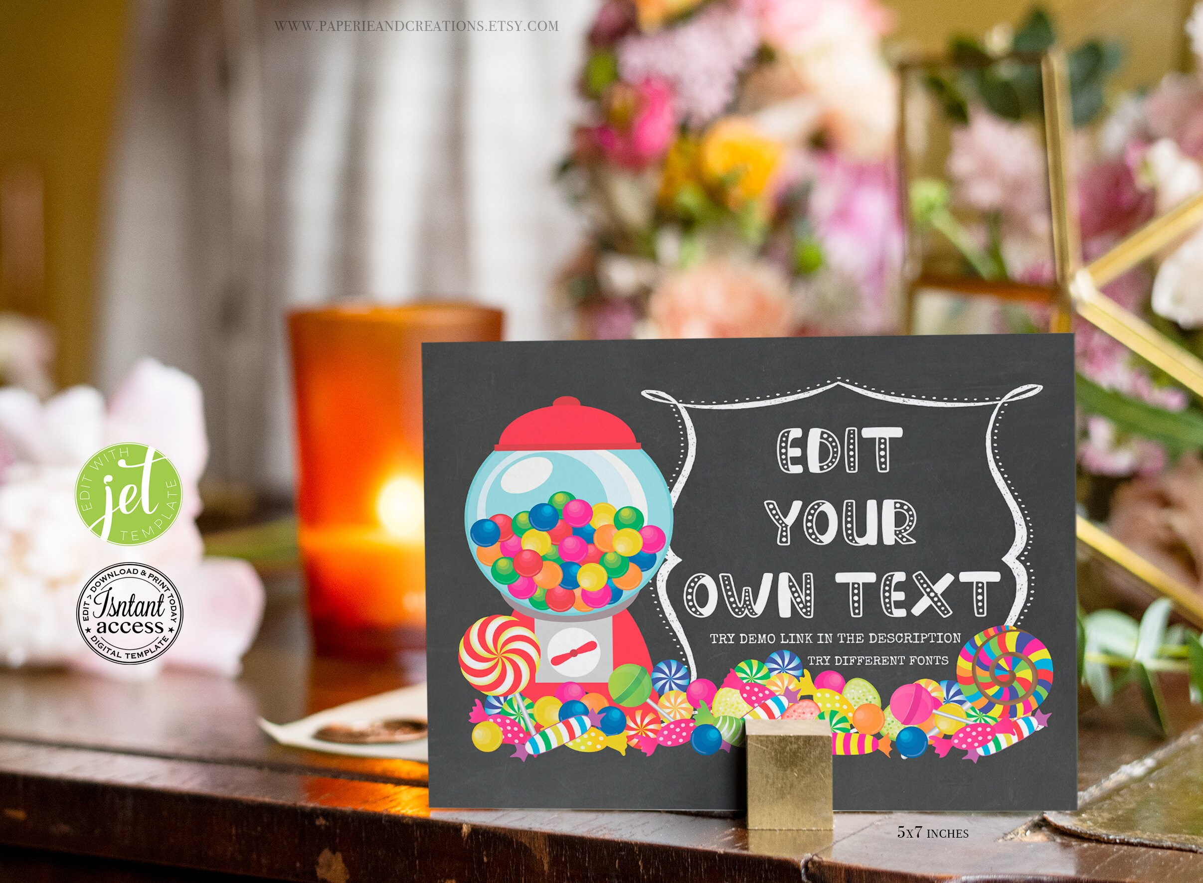 Candy Bar Sign Gumball Candy Bar Birthday Party Gumball - Etsy