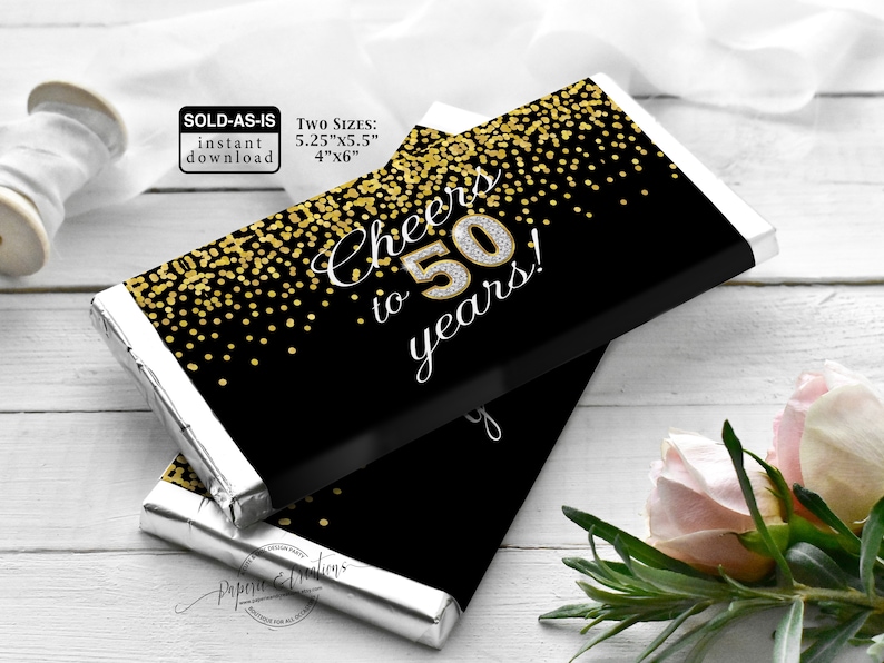 Candy Bar Wrapper 50th Birthday Party Cheers to 50 Years - Etsy