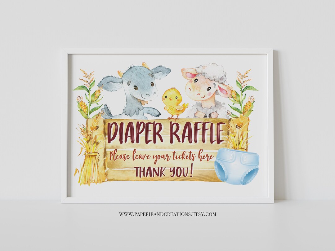 Farm Animals Diaper Raffle Sign, Baby Shower Sign, Goat and Sheep ...