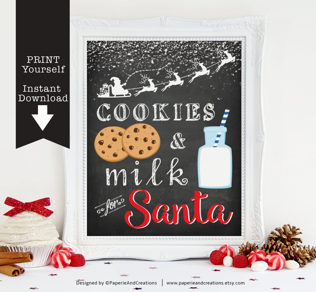 Cookies for Santa Sign, Cookies and Milk for Santa, Cookies for Santa ...