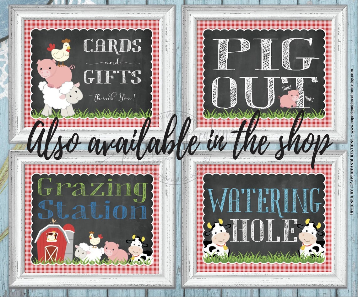Farm Animal Party Favor Signs Free Animals Sign Farm Animals - Etsy