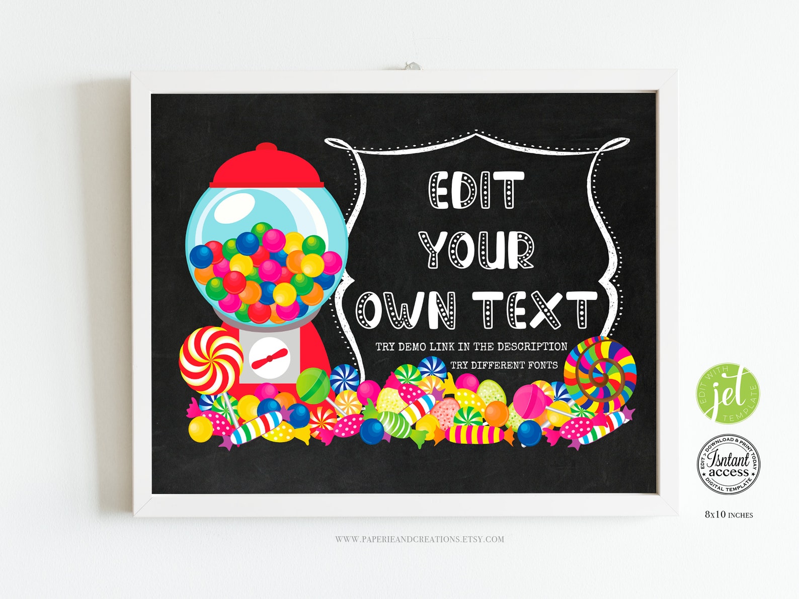 Candy Bar Sign Gumball Candy Bar Birthday Party Gumball - Etsy