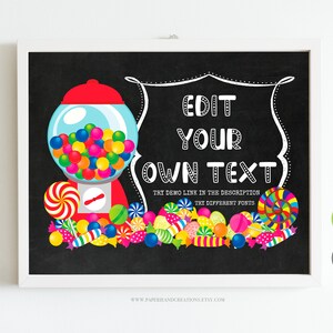 Candy Bar Sign - Gumball Candy Bar Birthday Party - Gumball Machine ...