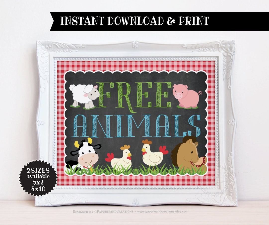 Farm Animal Party Favor Signs, Free Animals Sign, Farm Animals Birthday ...