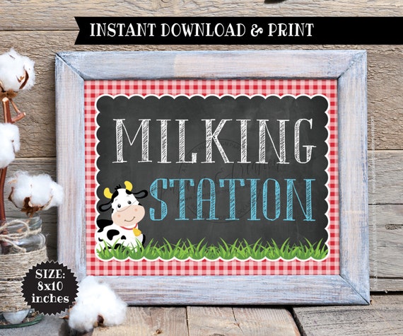 Milking Station Sign Cow Birthday Milk Sign Party Signs | Etsy