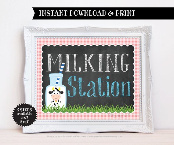 Milking Station Sign Cow Birthday Milk Sign Party Signs - Etsy