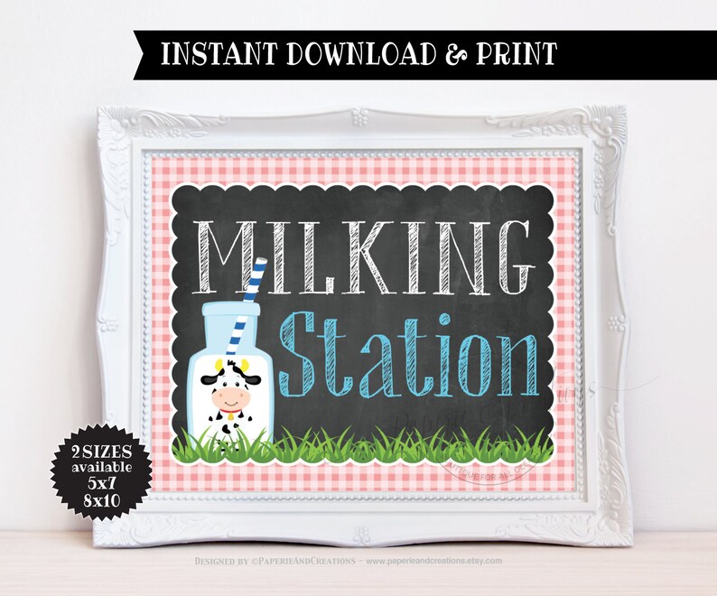 Milking Station Sign Cow Birthday Milk Sign Party Signs - Etsy