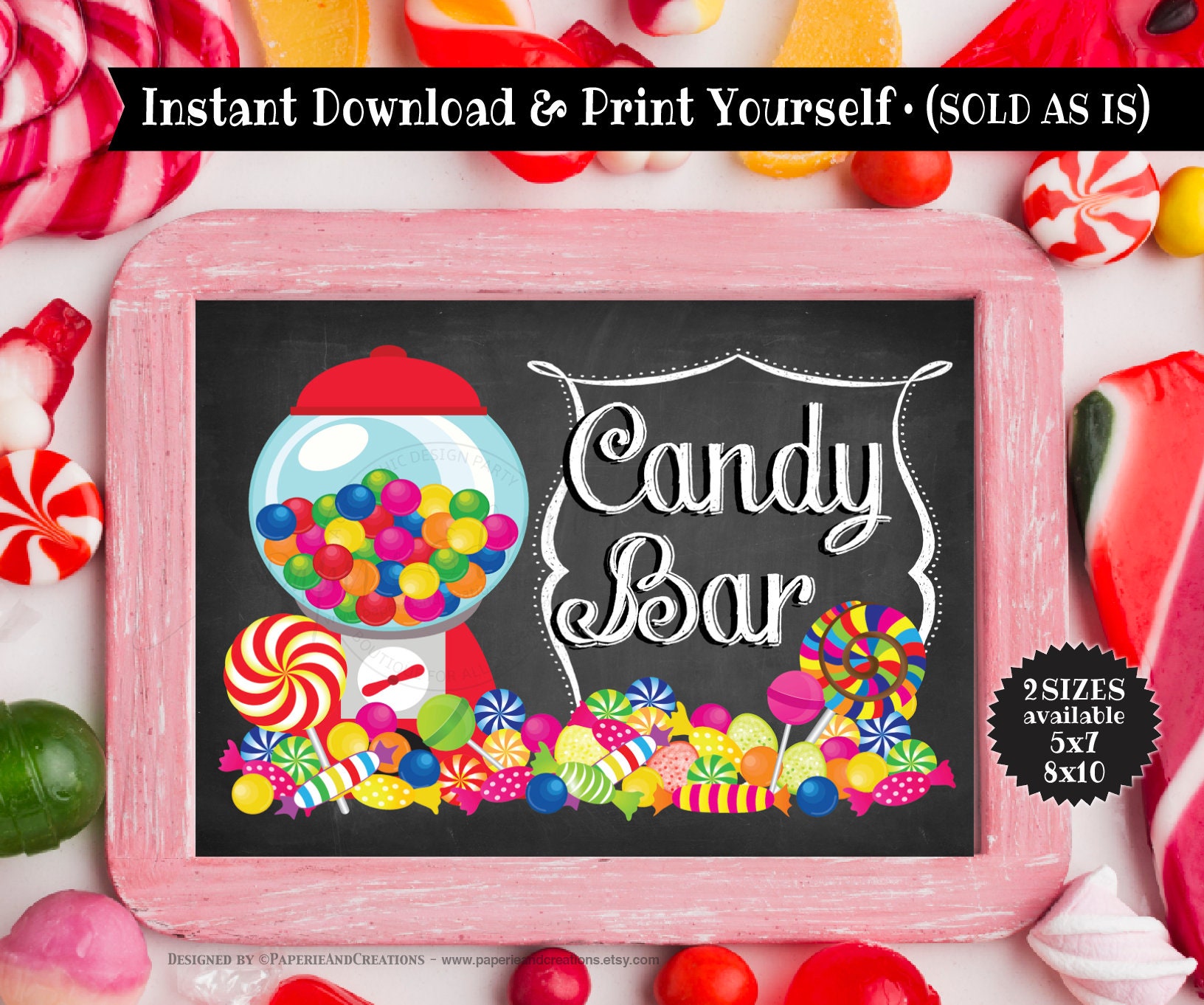Candy Bar Sign: Gumball Machine Party Decor (digital Download) - Etsy