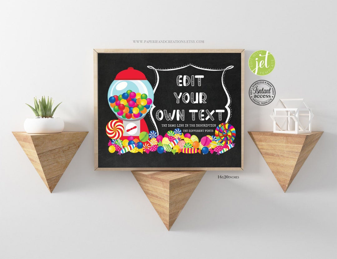Candy Bar Sign - Gumball Candy Bar Birthday Party - Gumball Machine ...