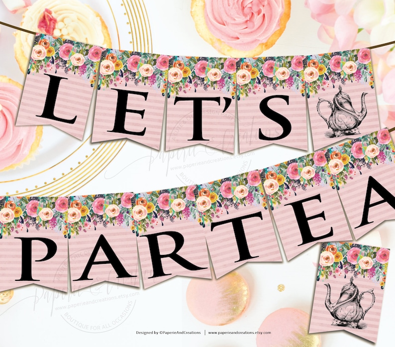 Lets Partea Banner Bridal Tea Party Banner Girls Gathering - Etsy