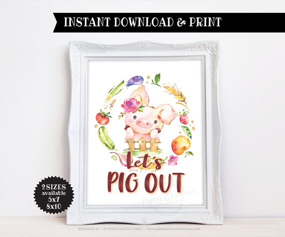 Wall Hangings Barnyard Decorations Buffet Sign Pig Out Sign First ...