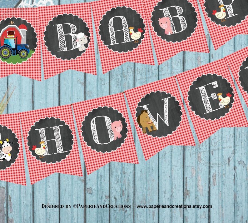 Farm Animals Baby Shower Banner Barnyard Baby Shower Bunting - Etsy