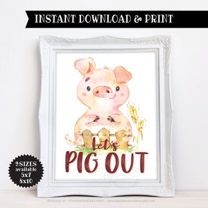 Pig Out Sign - First Boy Birthday - Farm Animals Birthday Decorations ...