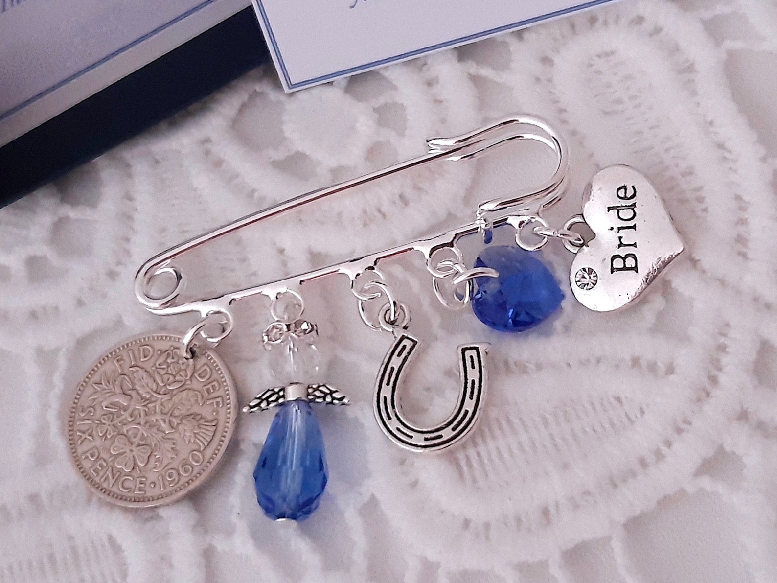 Bridal Charm Pin Lucky Sixpence Charm Something Old New | Etsy UK