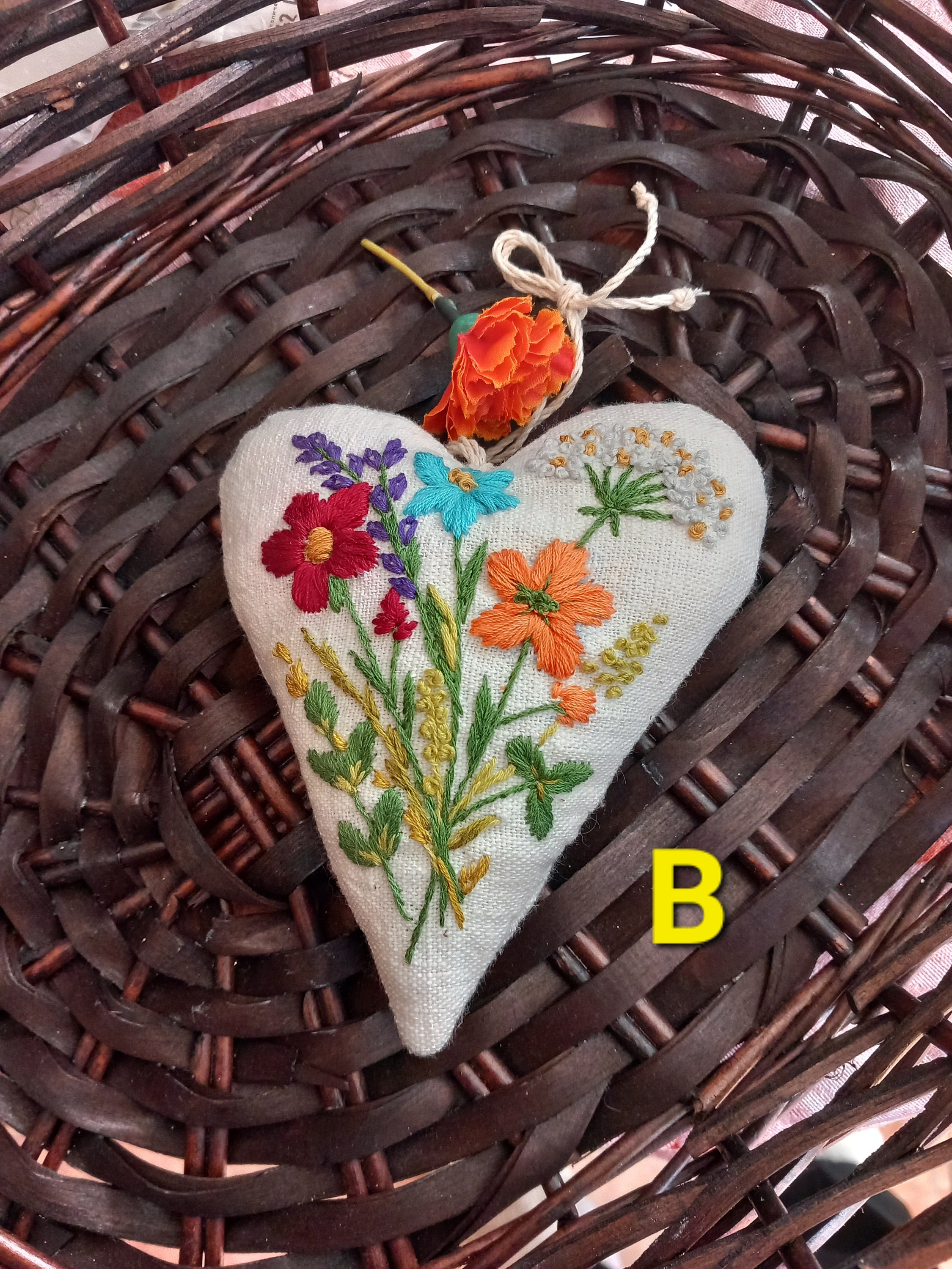Hand Embroidered Textile Hearts for Decoration Hearts for Hanging ...