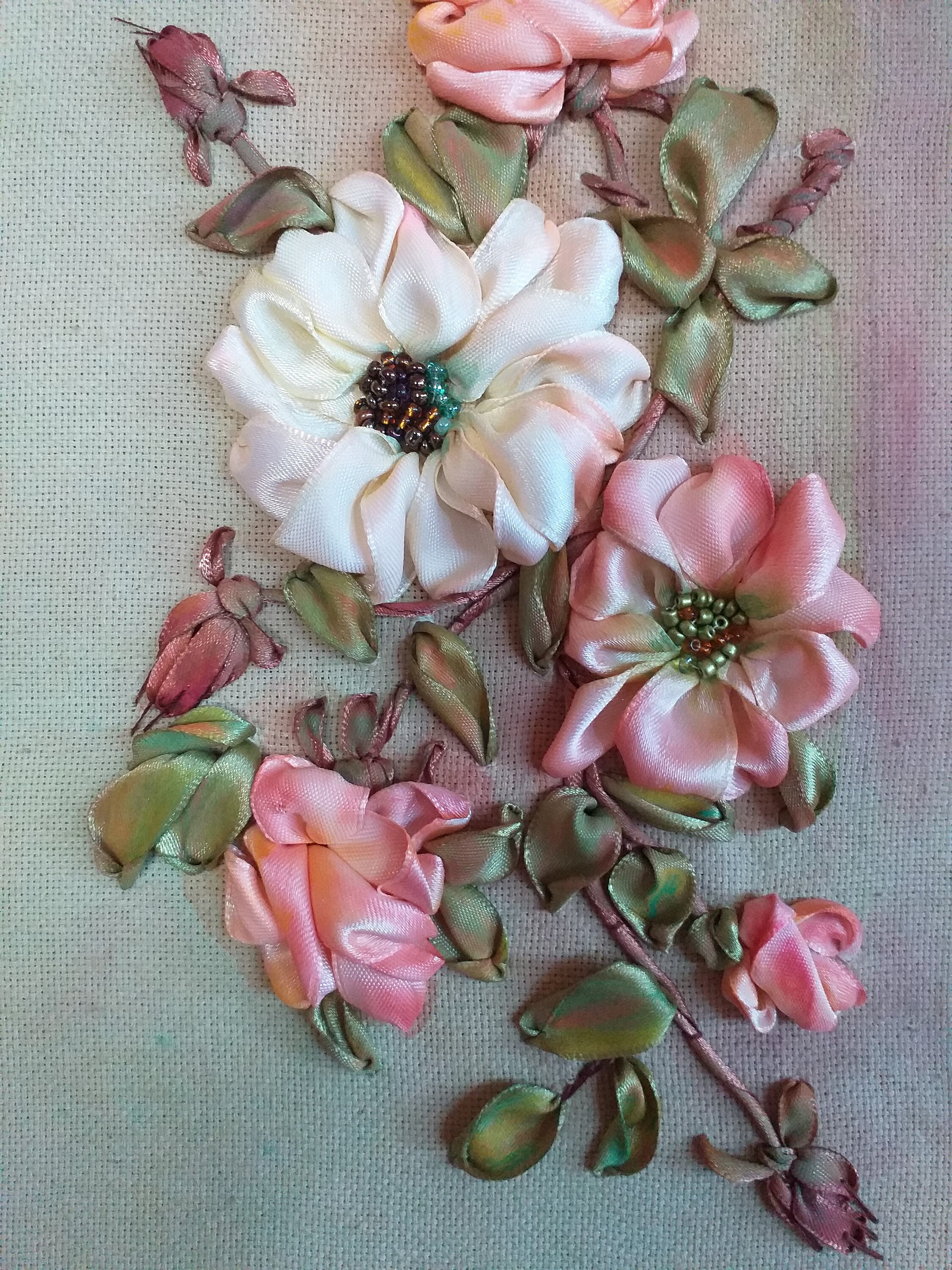 Embroidered Picture/victorian Roses/branch of - Etsy