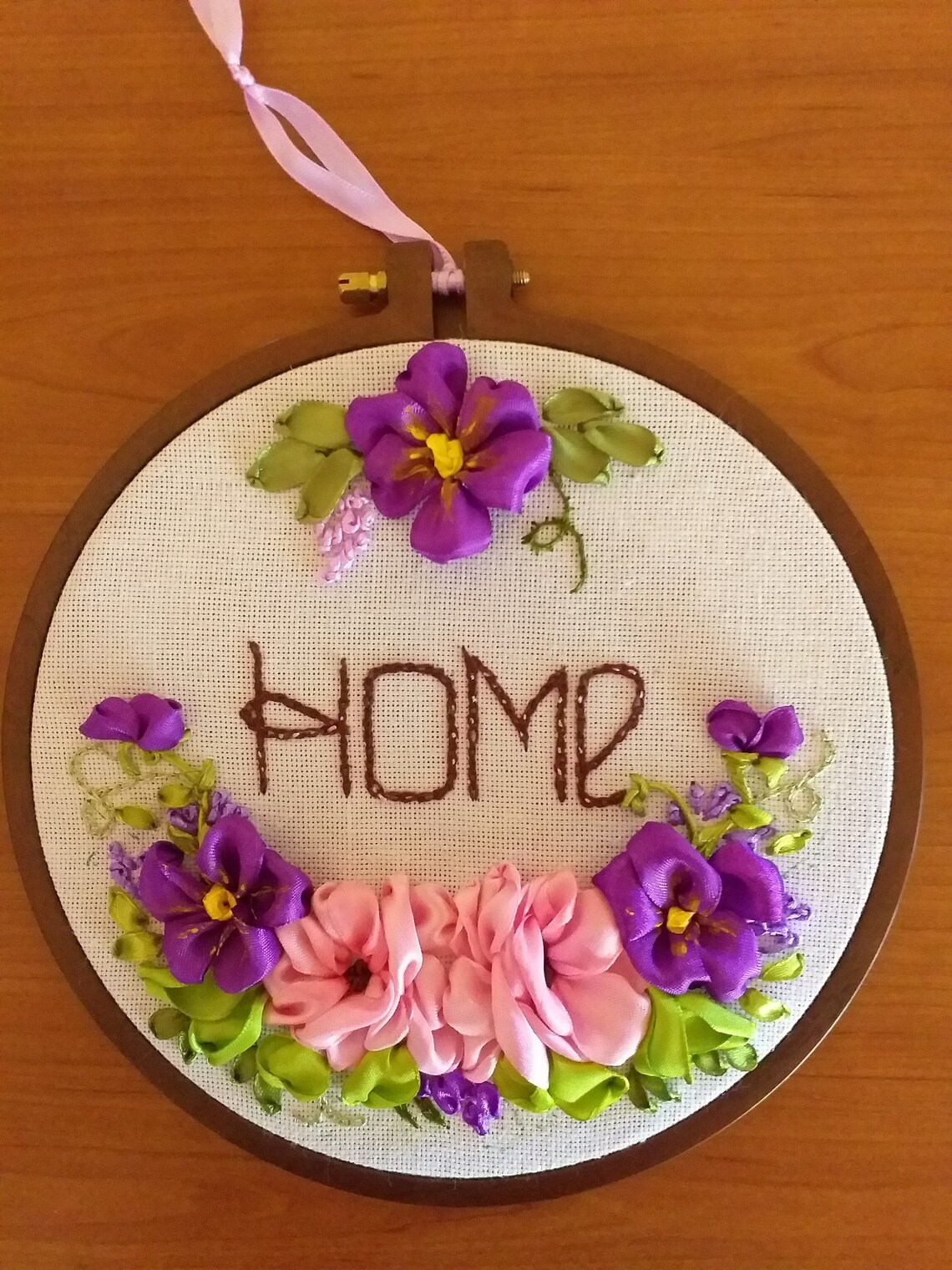 Hoop Ribbon Embroidery /embroidered Flowers /roses /home /ribbon Art ...