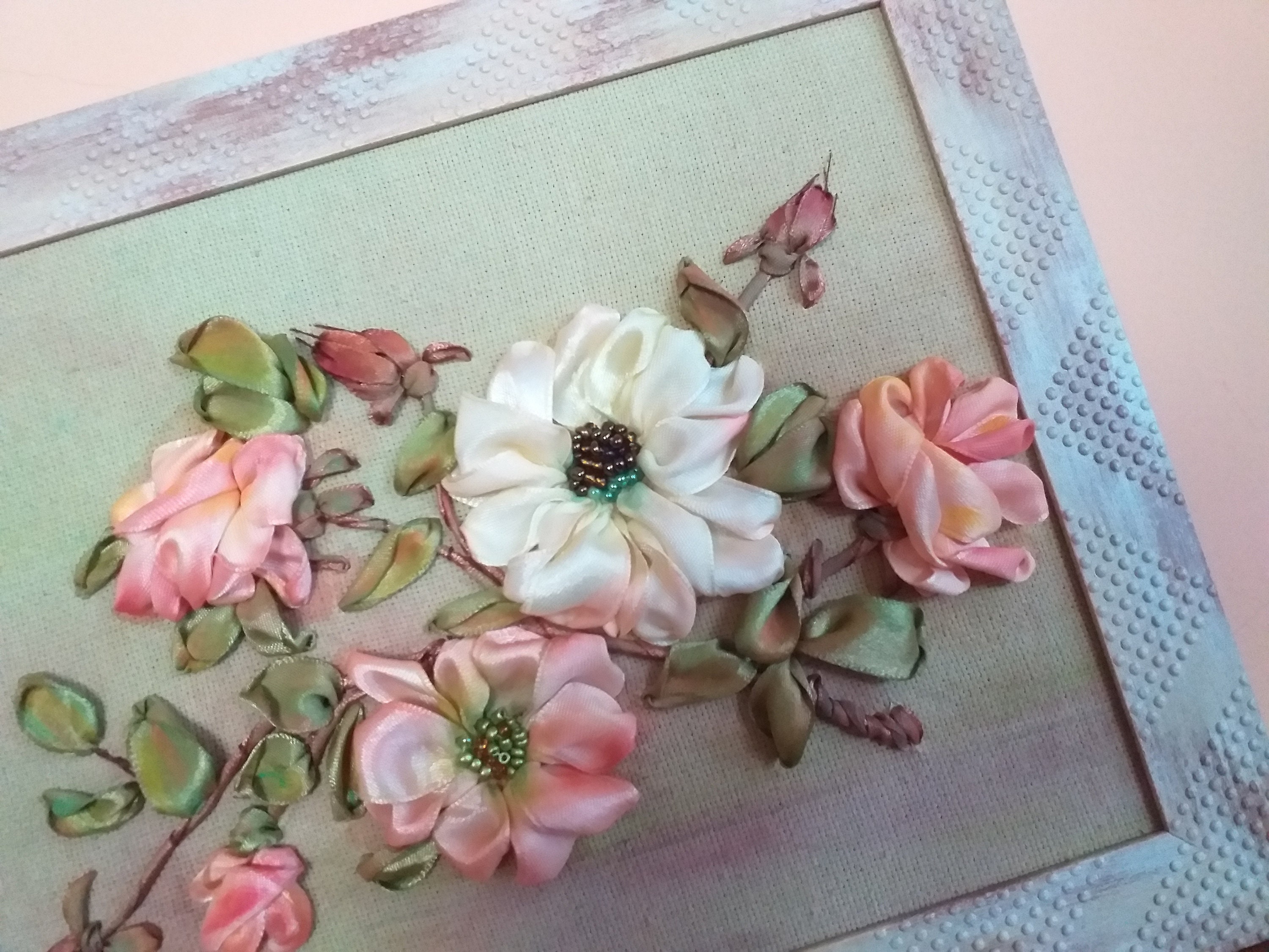 Embroidered Picture/victorian Roses/branch of - Etsy