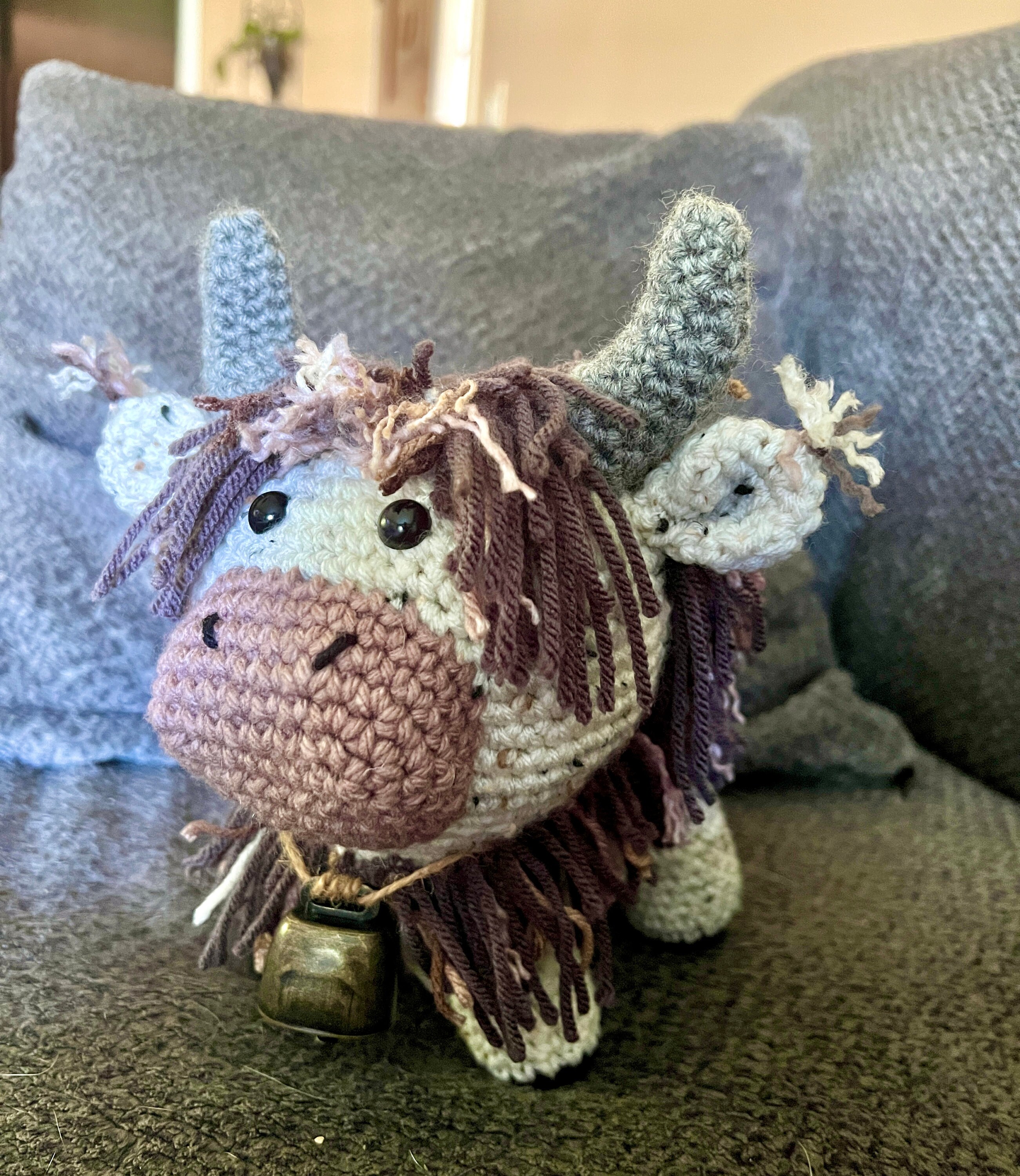 Highland Cow Crochet Cow Weighted Door Stopper Plush Bull Cowbell - Etsy