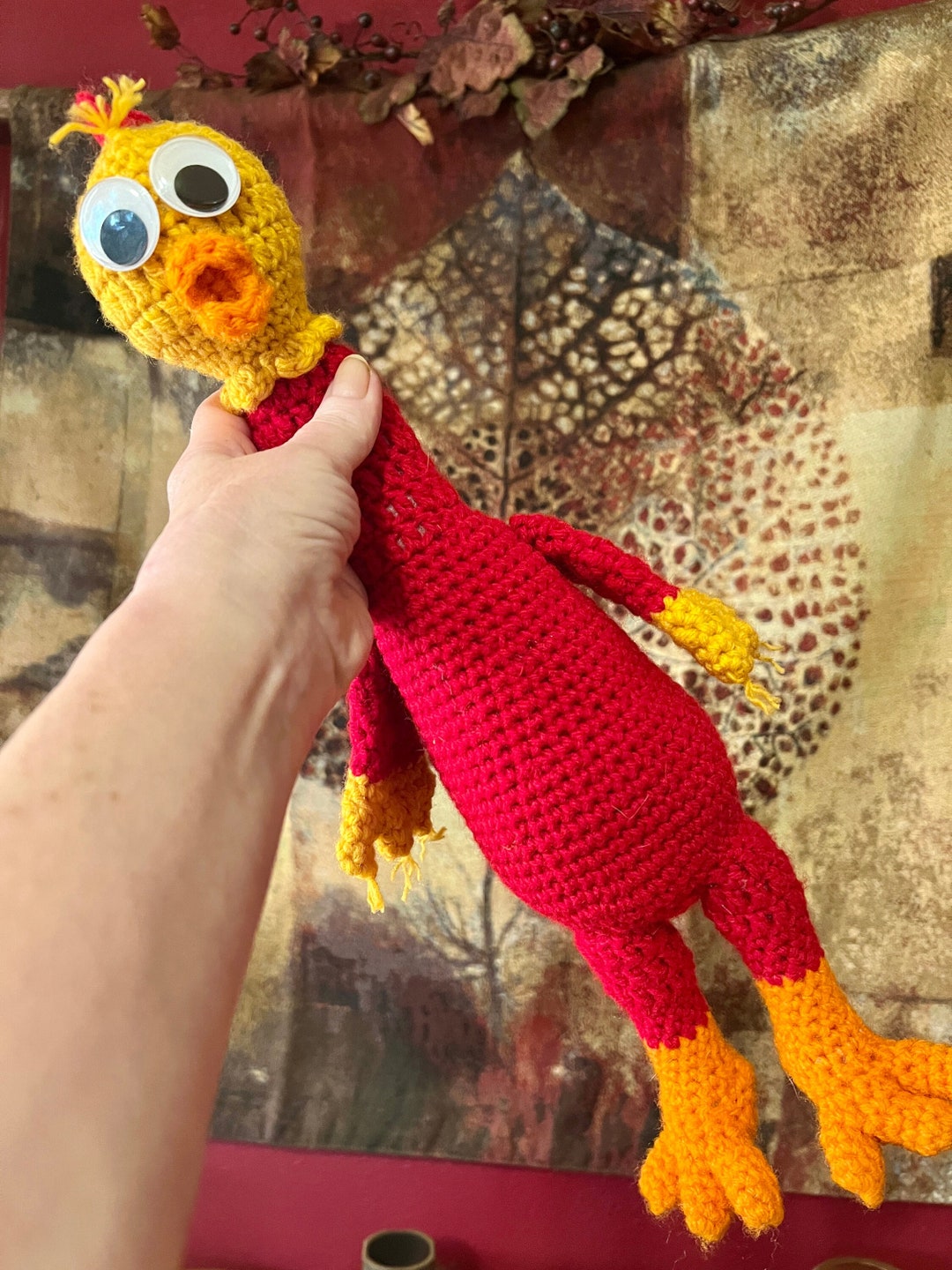 Rubber Chicken Squeak Crochet Rooster Squeaker Plush Toy - Etsy