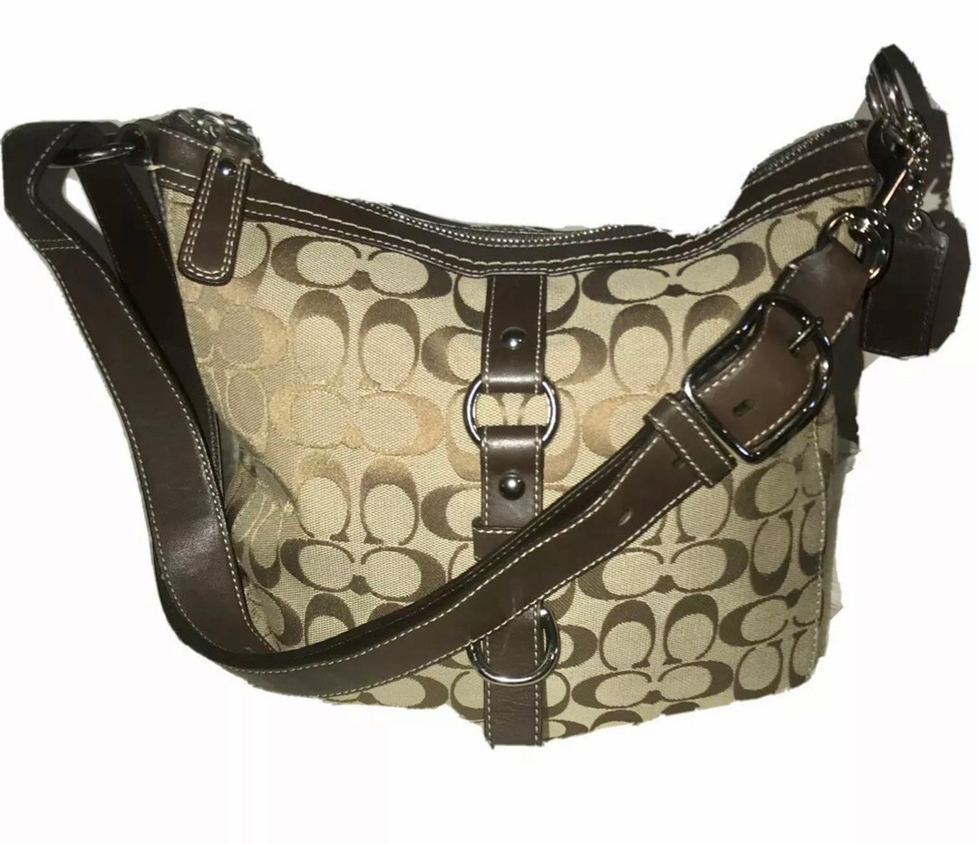 COACH F14446 Chelsea Khaki Brown Tan Signature Logo Shoulder Handbag ...