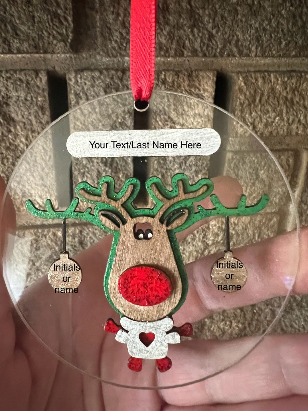 3D Reindeer Personalized Ornament Acrylic Rudolph Christmas - Etsy