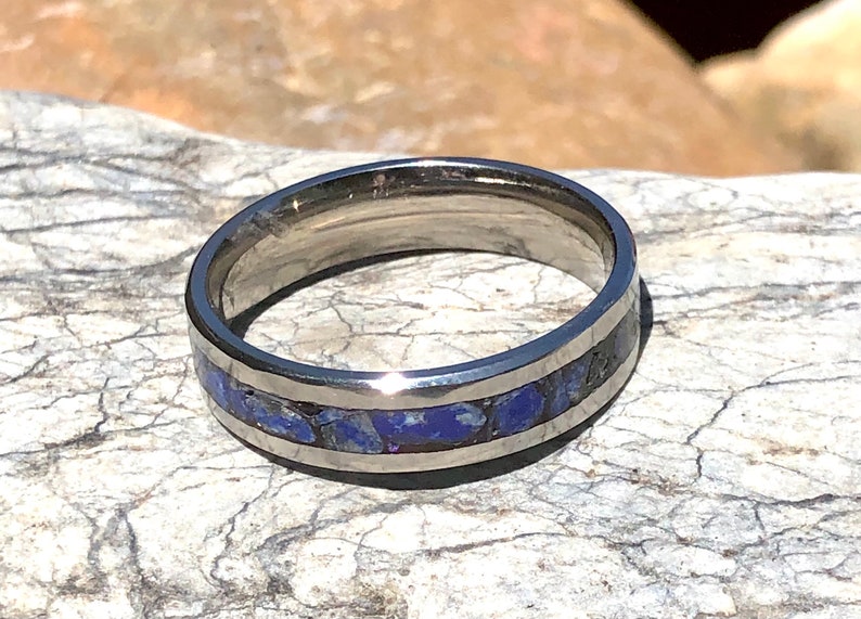 Lapis Lazuli Inlay Ring Set in Titanium Size 13 - Etsy