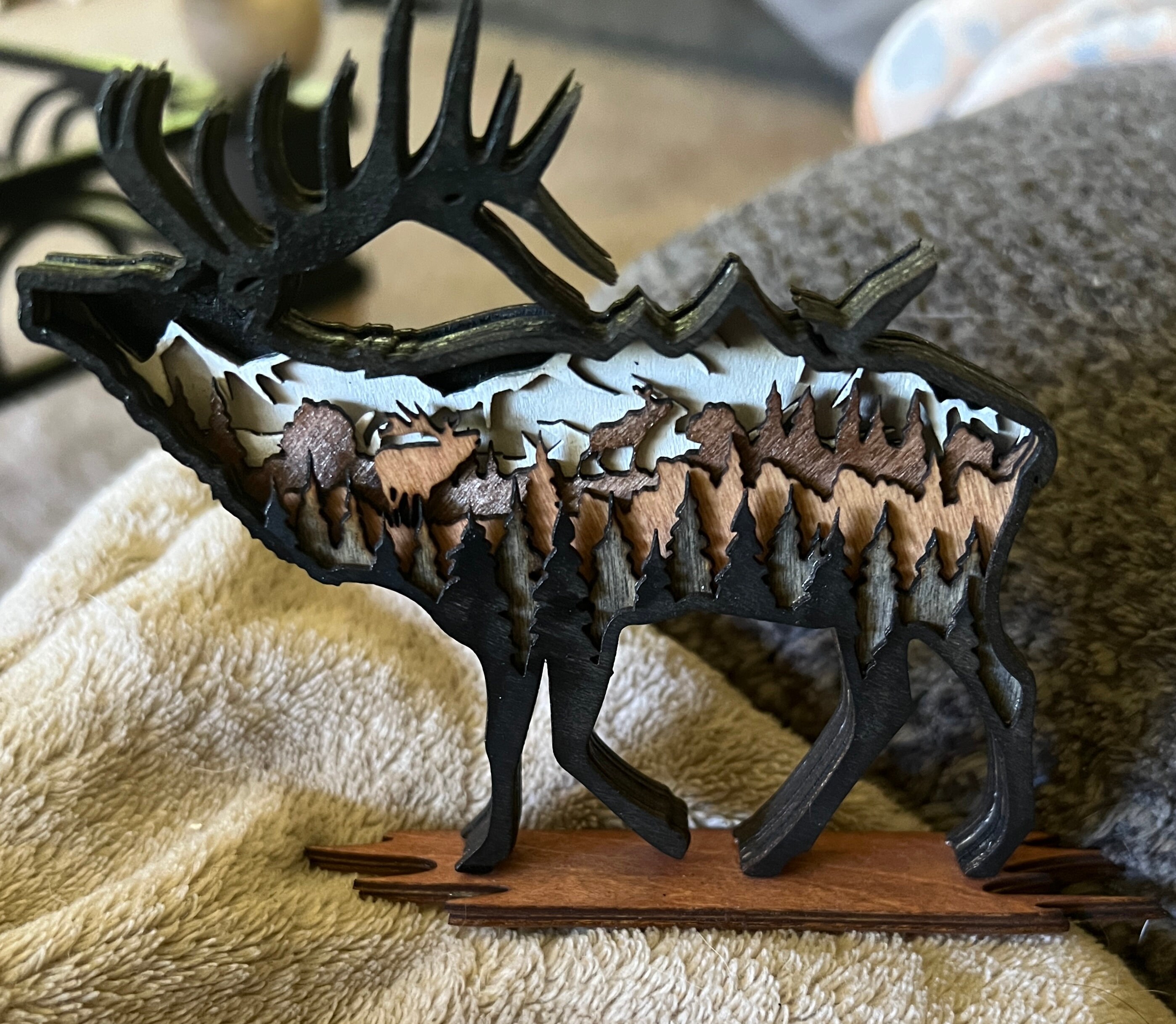 3D Elk Layered Painted Figure Bull Elk Deer - Etsy