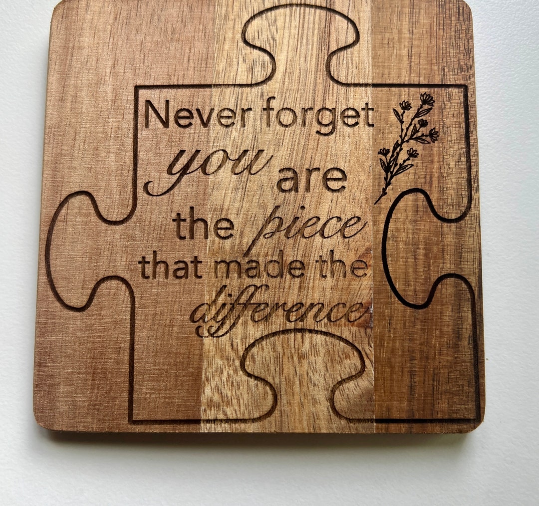 Wood Coaster Puzzle Piece Imspirational Never Forget - Etsy