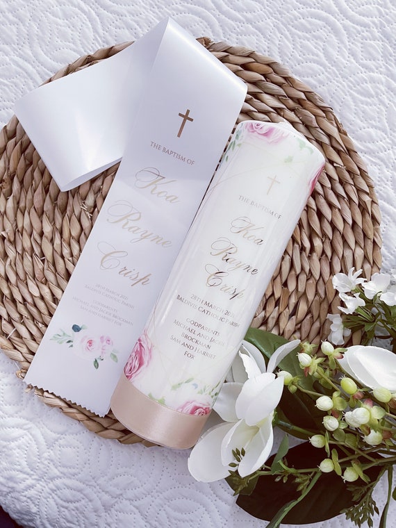 Personalised Baptism Christening Stole/sash Amd Candle Set. - Etsy