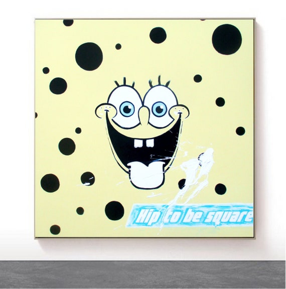 Pop Art Painting Original Spongebob Large Square Artwork - Etsy UK