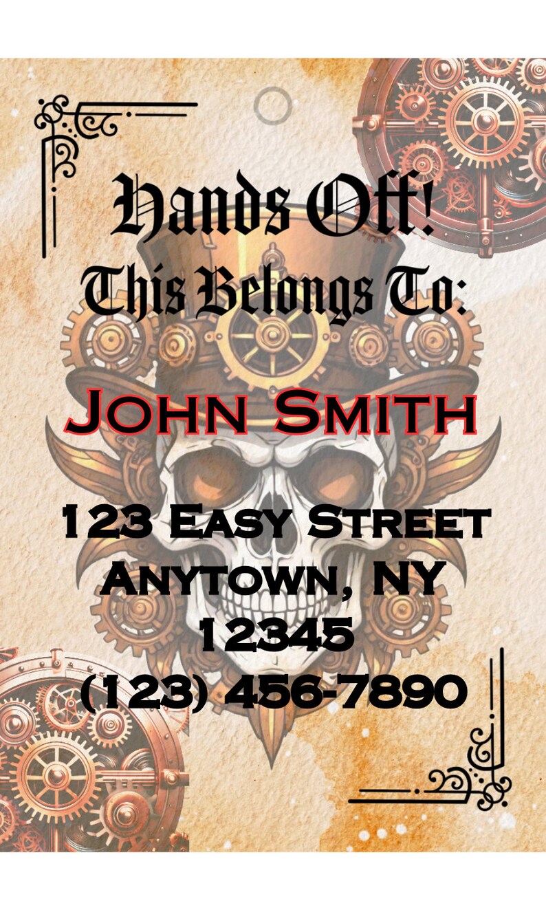 Steampunk Skull ID Tag, Customizable ID Tag, Gothic, Industrial ...