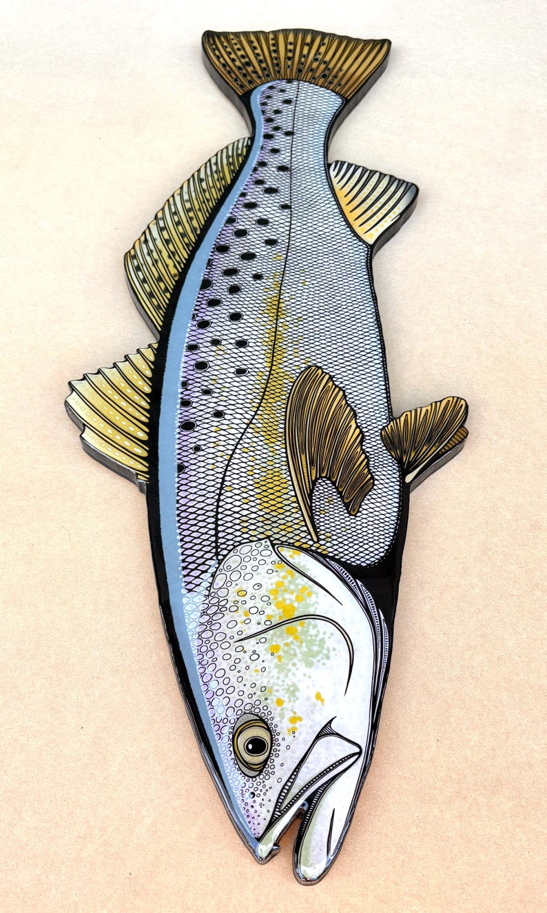Speckled Trout || Fish Print Mount Wall Art || Hand Drawn Southern and ...
