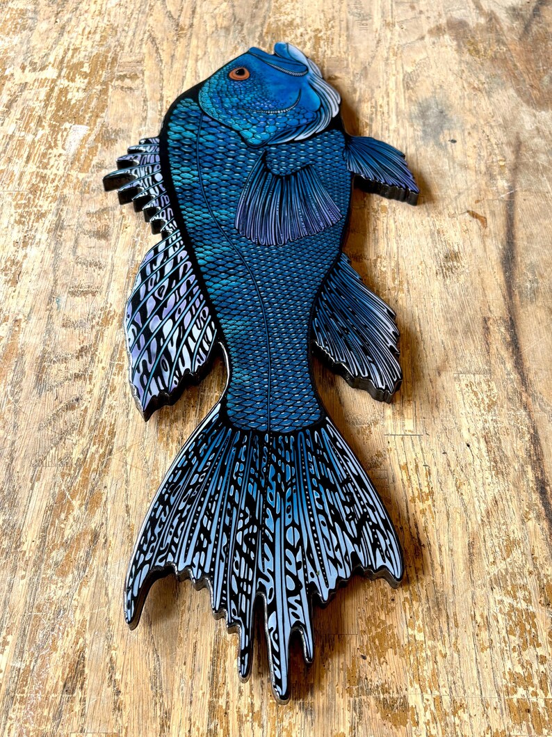 Black Sea Bass || Fish Print Mount Wall Art || Hand Drawn Nautical and ...