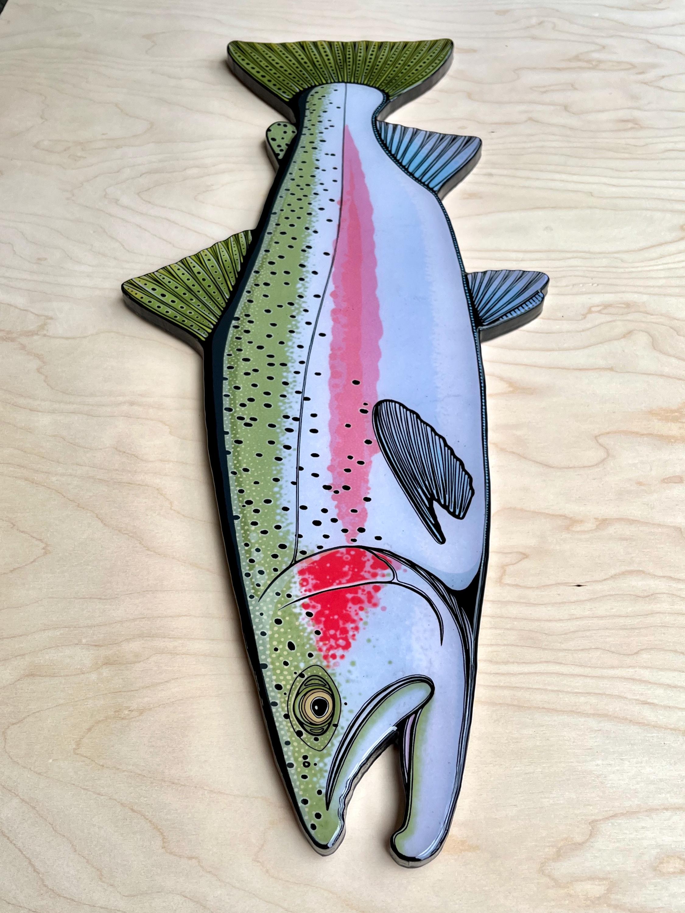 Steelhead || Fish Print Mount Wall Art || Hand Drawn Lodge and Cabin ...