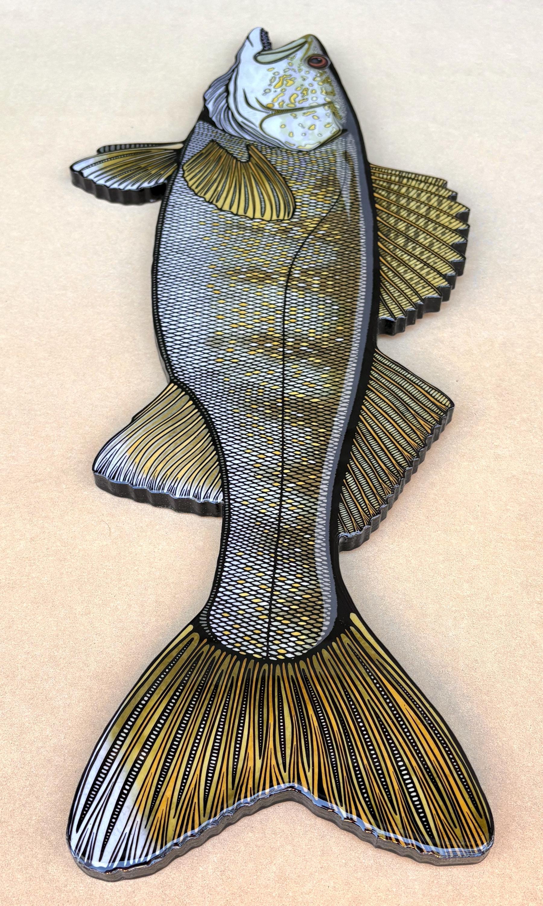 Walleye || Fish Print Mount Wall Art || Hand Drawn Lodge and Cabin ...