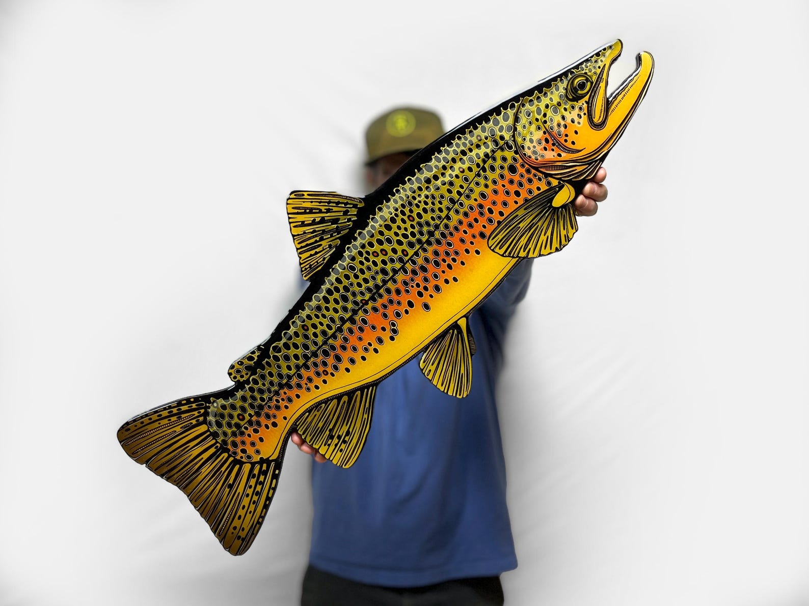 Brown Trout || Fish Print Mount Wall Art || Hand Drawn Lodge and Cabin ...