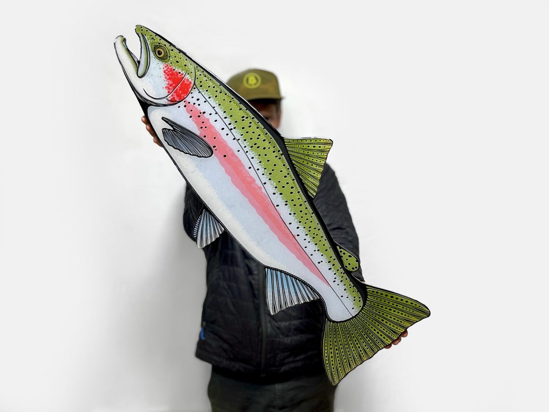 Steelhead || Fish Print Mount Wall Art || Hand Drawn Lodge and Cabin ...